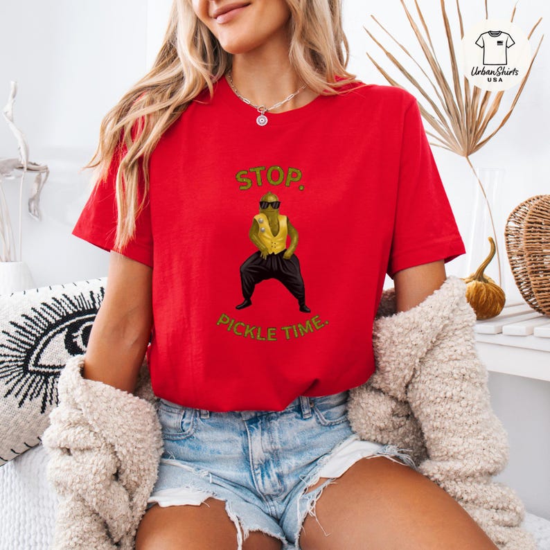 Stop Pickle Time Shirt, Funny Pickle Meme Tee, Absurd Humor Graphic ...