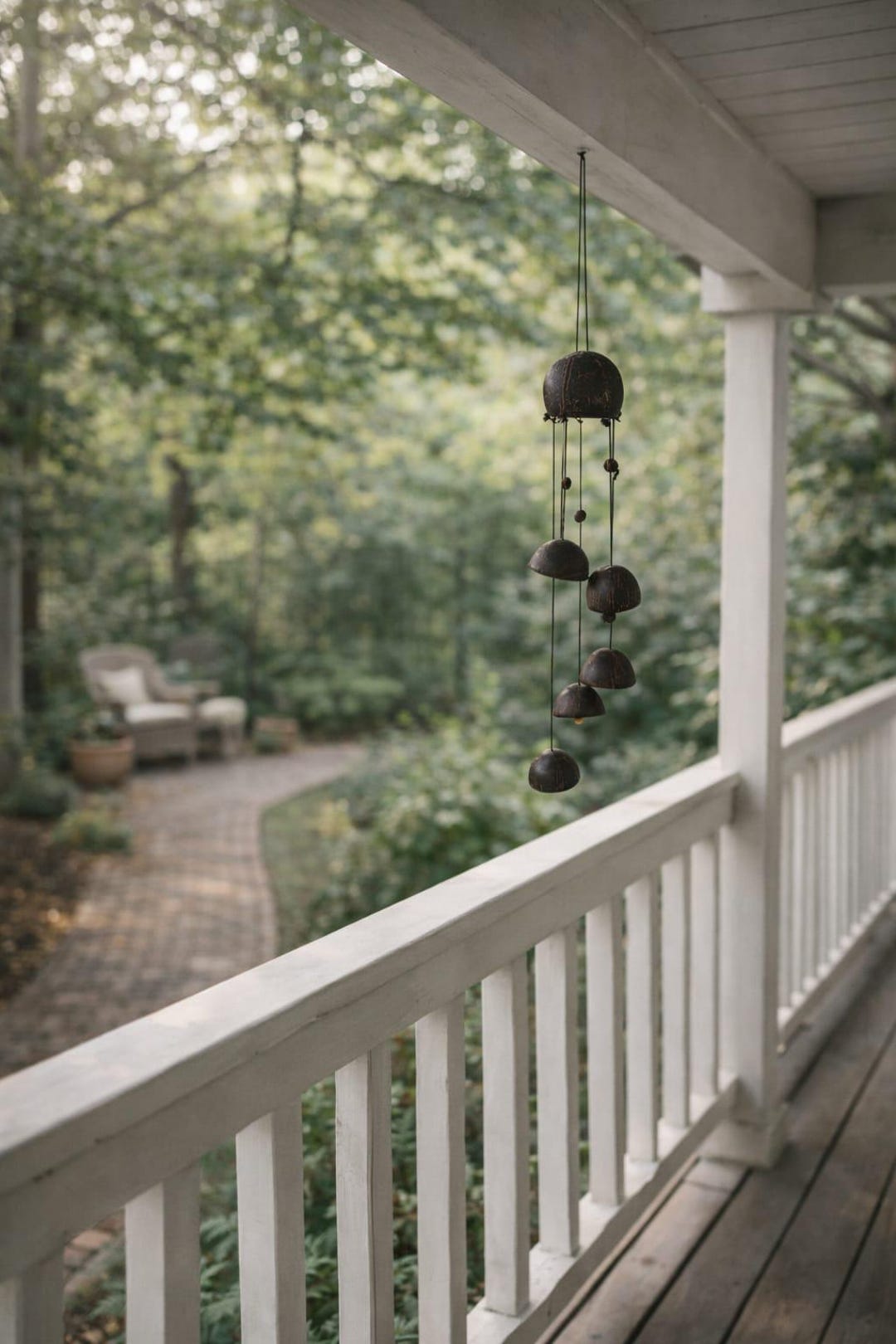 Handmade Coconut Shell Wind Chime | Boho Balcony Decor - Etsy