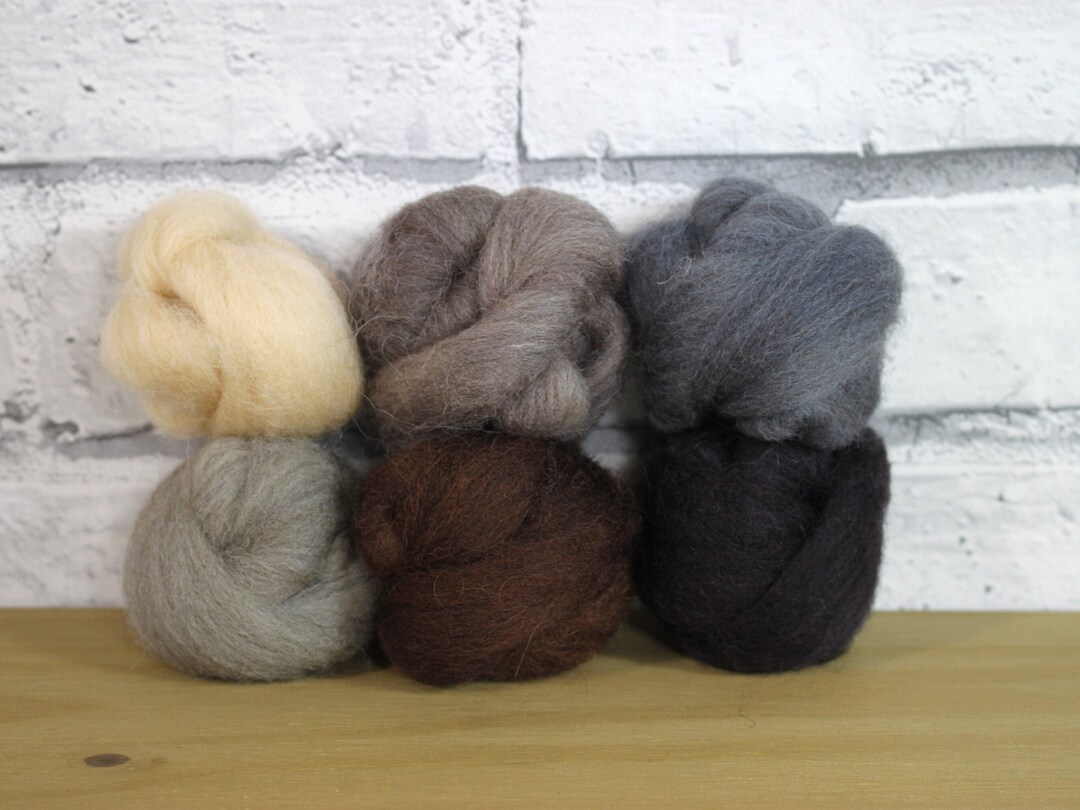Wooly Buns Roving in River Rock, Fiber Sampler, Wool Roving Assortment ...