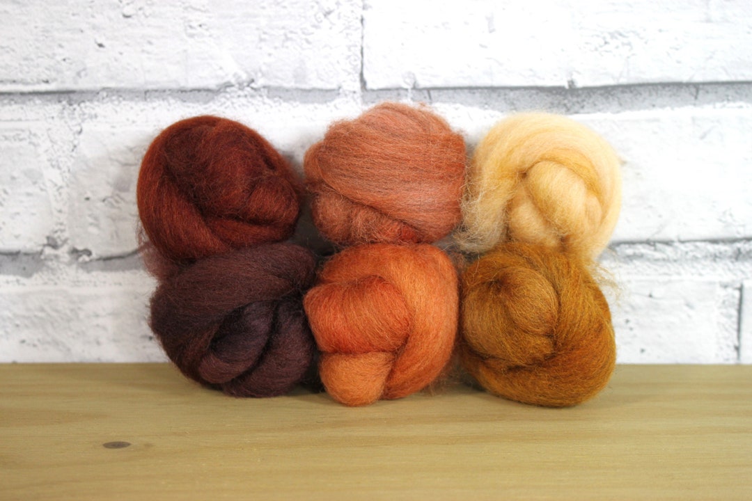 Wooly Buns Roving in Ginger, Fiber Sampler, Assortment, Needle Felting ...