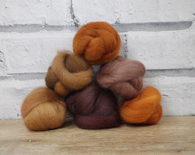Wooly Buns Roving Assortment in Football, Wool Roving Assortment, Hand ...