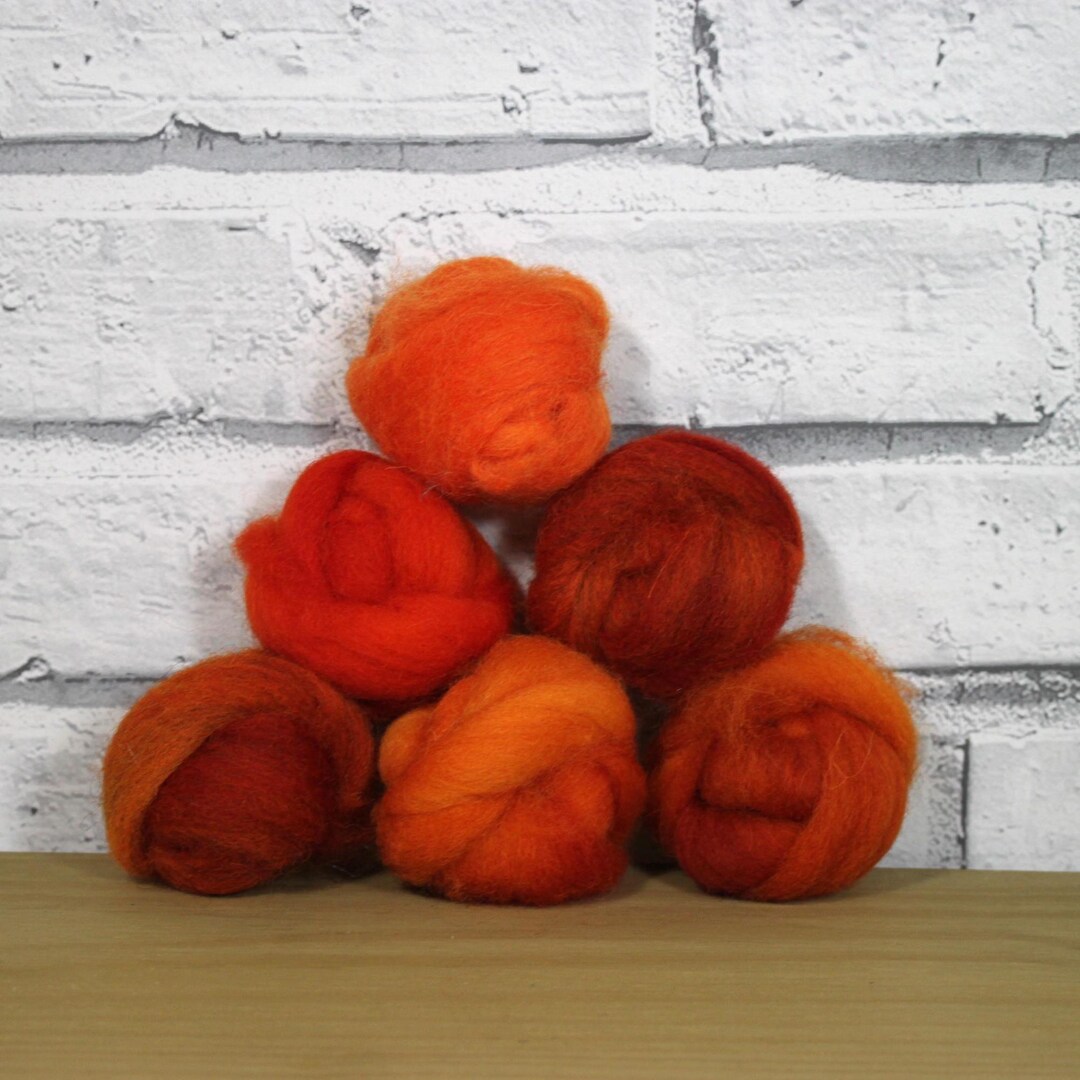 Wooly Buns in Pumpkin Spice, Wool Roving, Fiber Sampler, Assortment ...