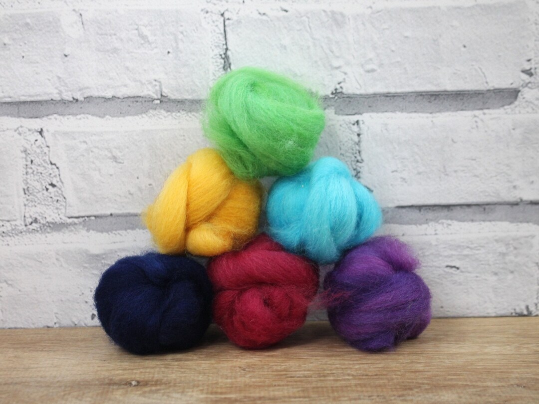 Wooly Buns Wool Roving in Jewels, Fiber Sampler, Loose Roving ...