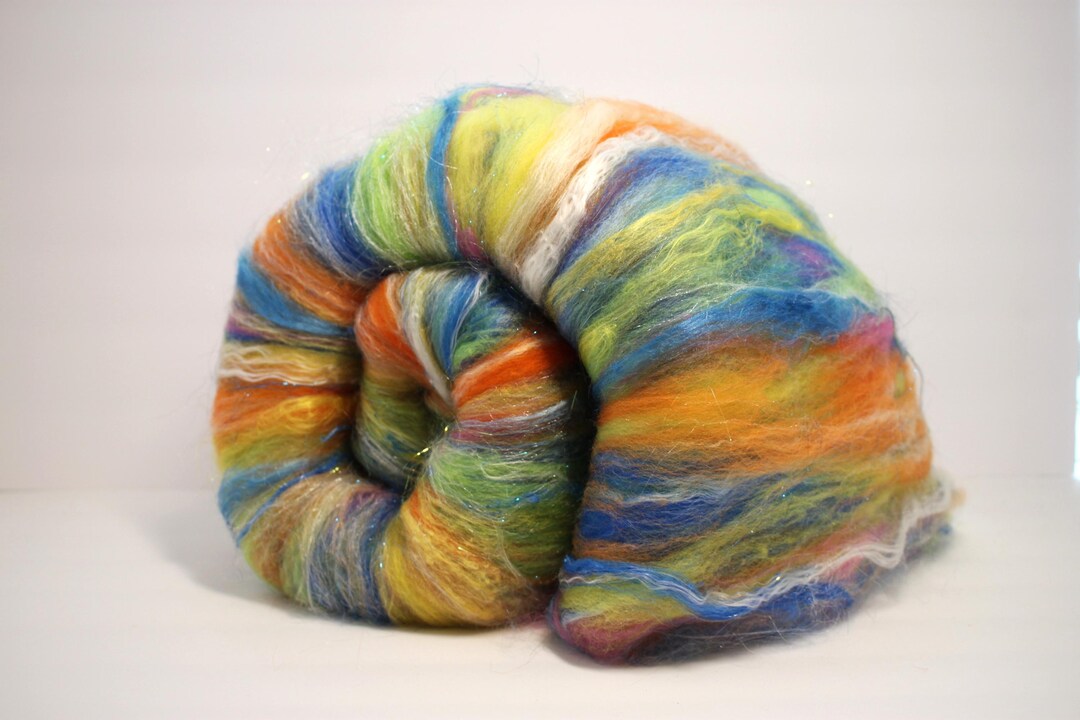 Carded Art Batt in Beach Ball, Fiber for Spinning and Needle Felting ...