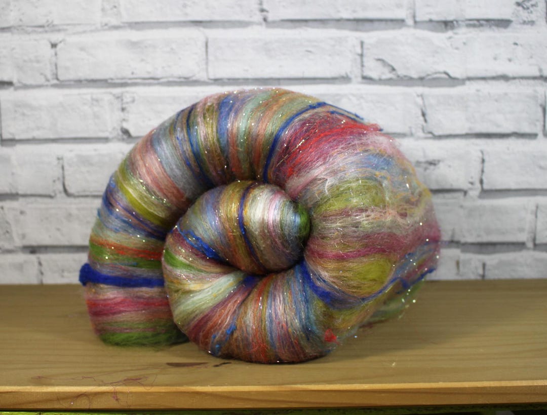 Carded Art Batt in Wildflowers. Fiber for Spinning and Needle Felting ...