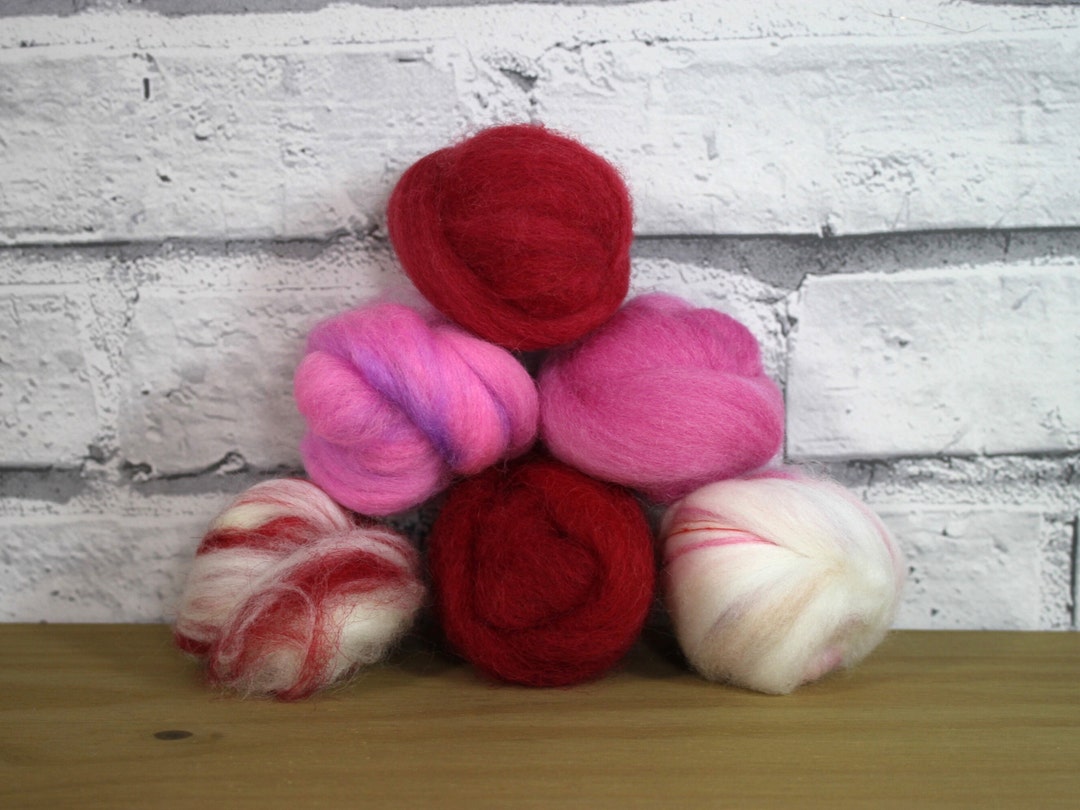Wooly Buns in Love Letters Wool Roving Assortment In, 6 Piece Dyed ...