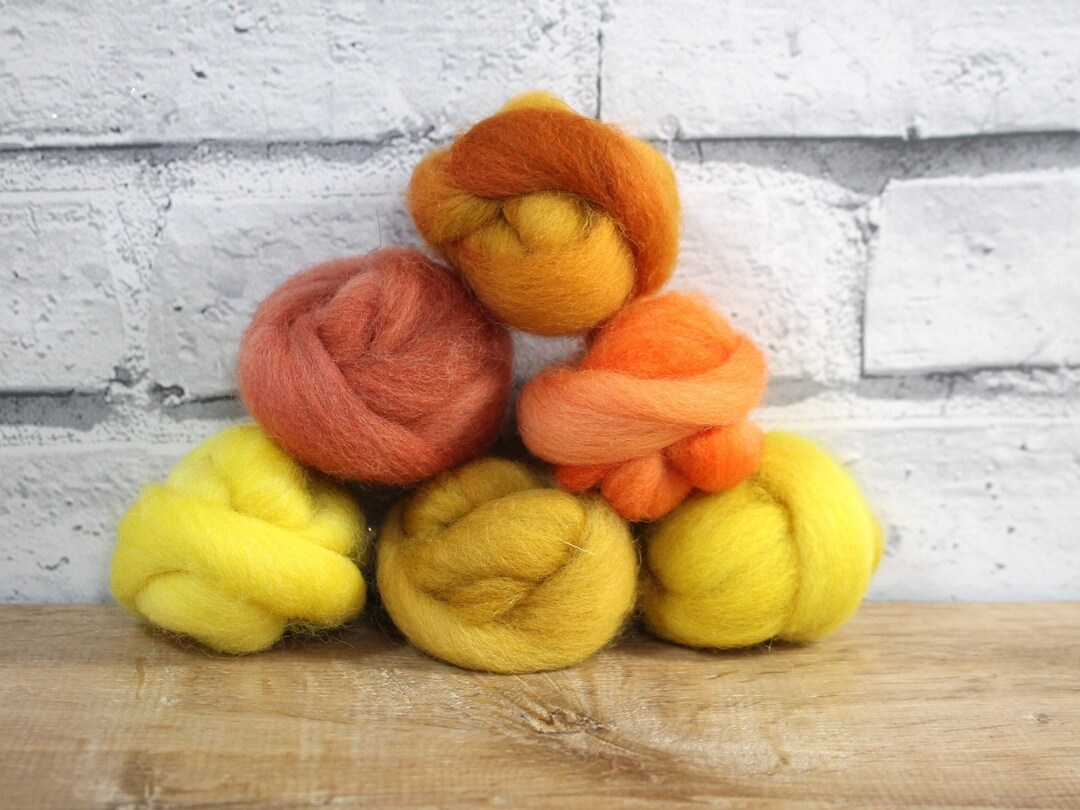 Wooly Buns Roving in Sunflowers, Fiber Sampler, Gold Wool Top ...