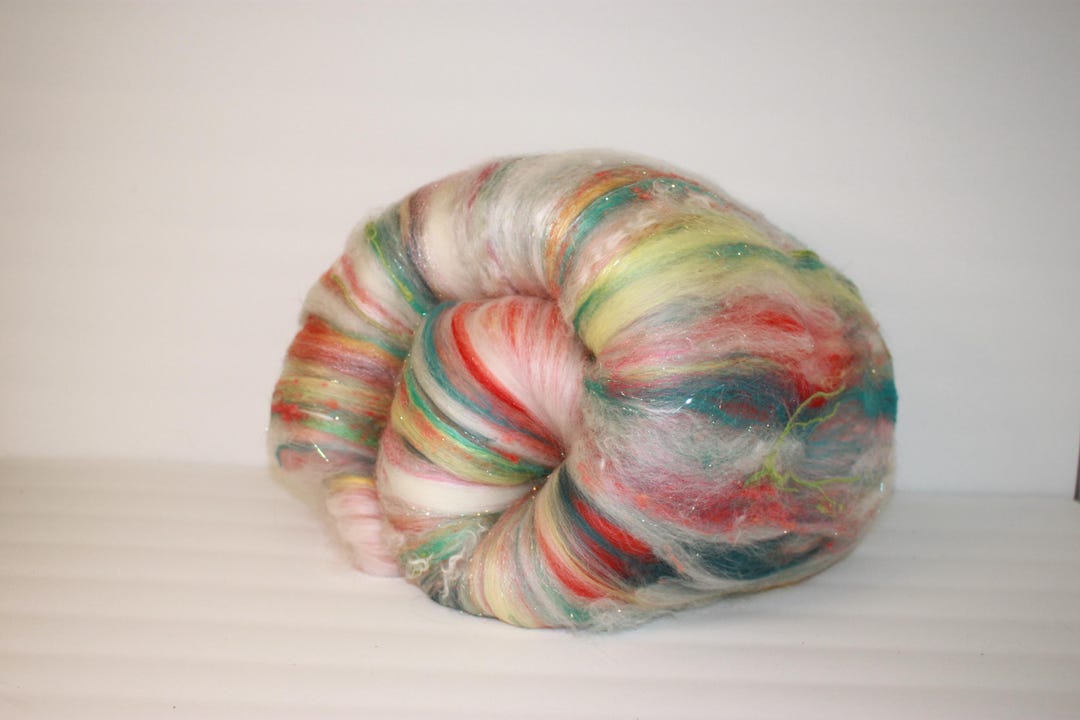 Art Batt in Coral Reef for Spinning Yarn, Wooly Batt, Needle Felting ...