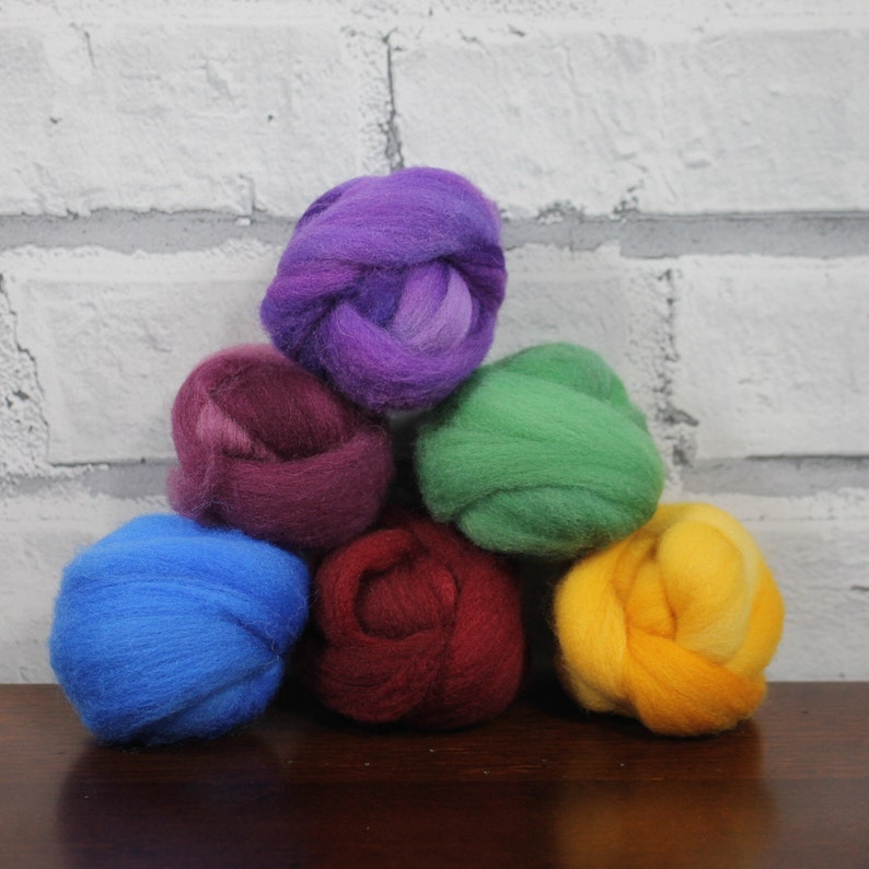 Wooly Buns wool roving in Jewels fiber sampler loose roving | Etsy