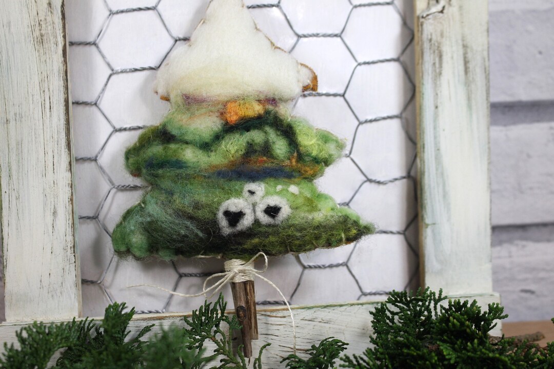 Needle Felted Pine Tree Ornament, Felted and Hand Sewn Christmas Tree ...