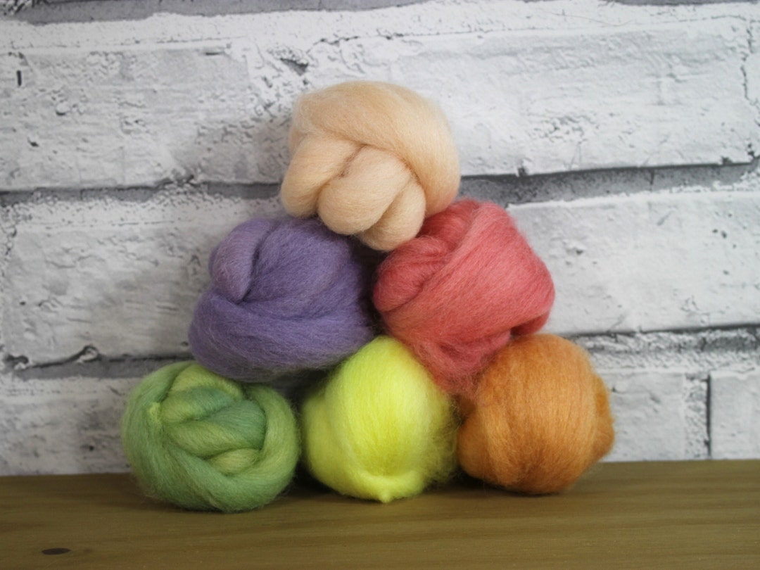 Wooly Buns in Spring Blush, Wool Roving Assortment, 6 Piece Hand Dyed ...