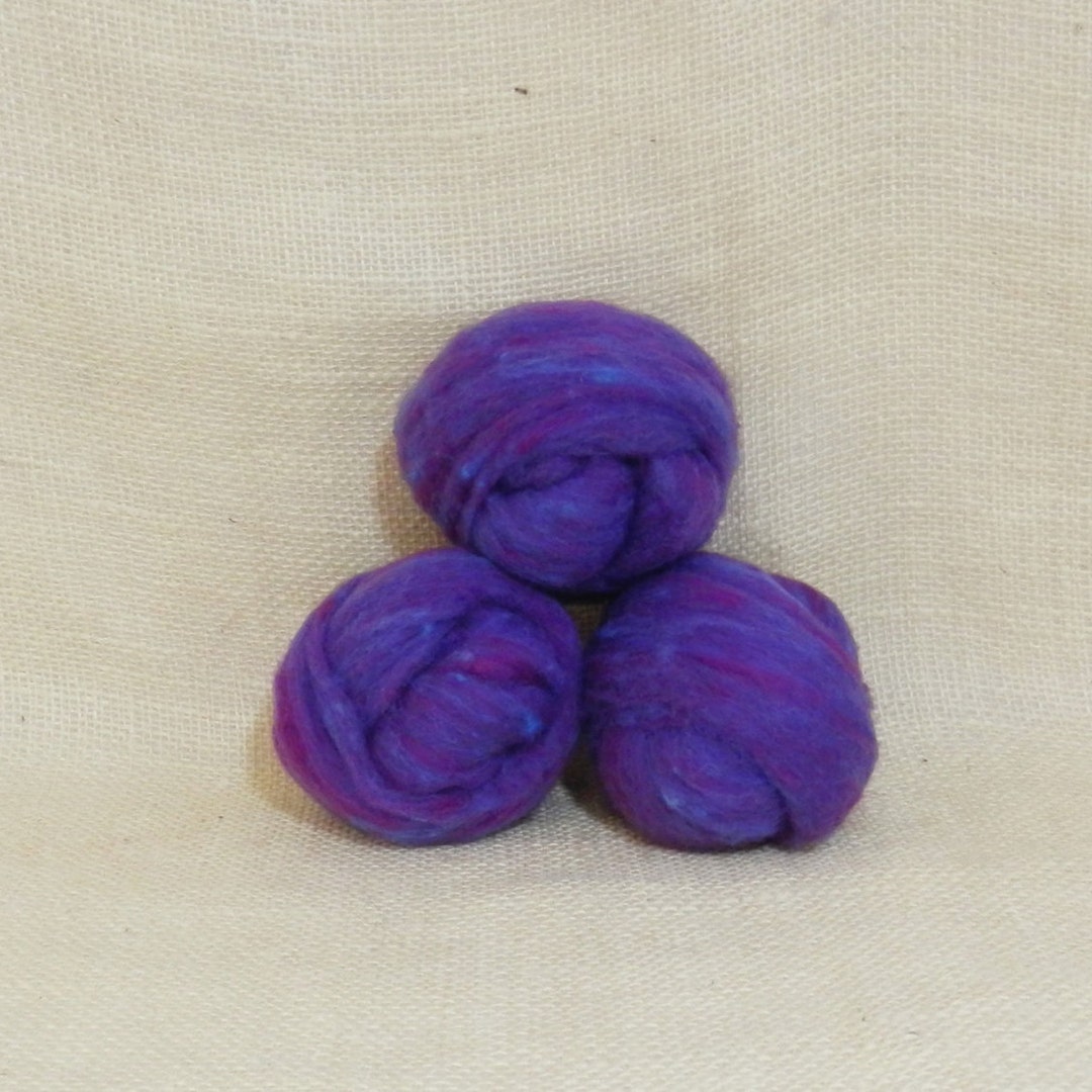 Needle Felting Wool Batting in Violet, Wool Batting, Roving Felting ...