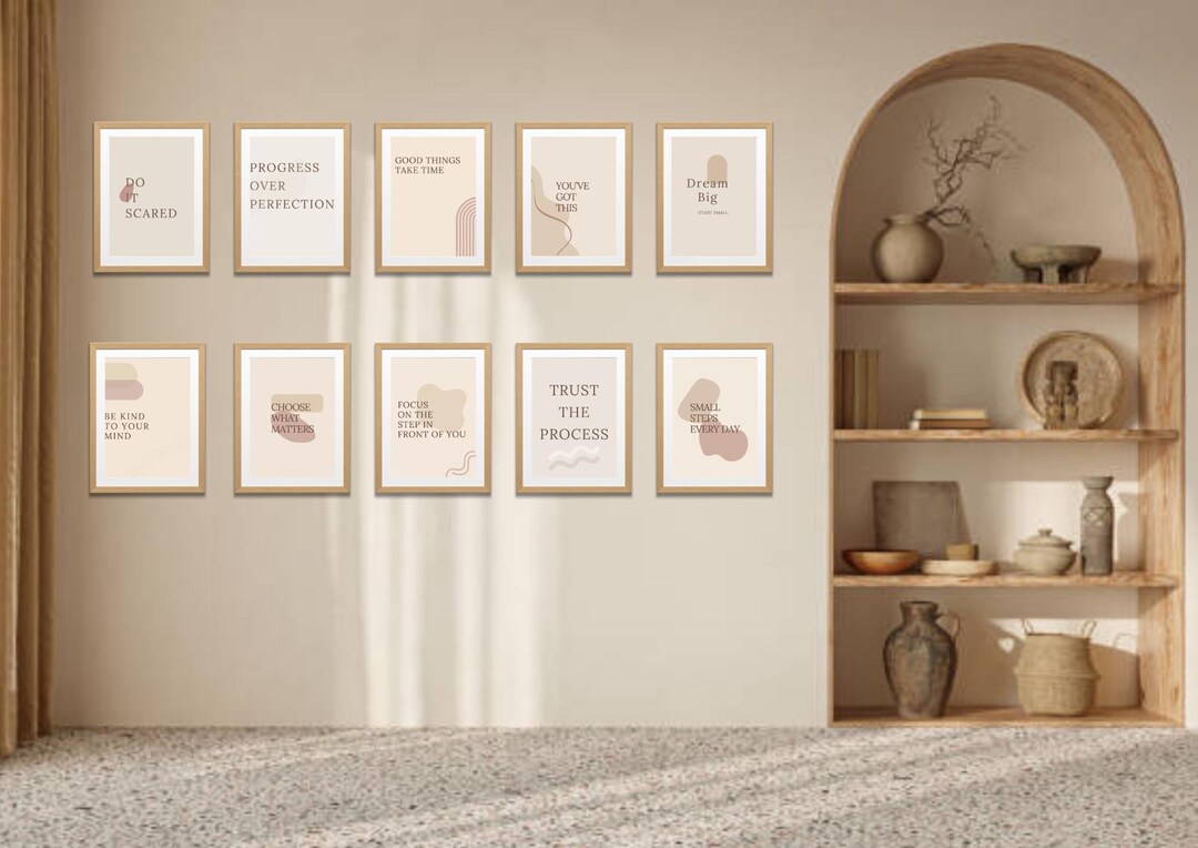 Neutral Wall Art Set of 10, Printable Quote Posters, Minimalist Decor ...