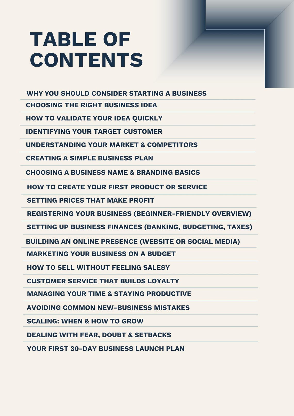 Start Your Own Business Guide | 20-chapter Beginner Business Workbook ...