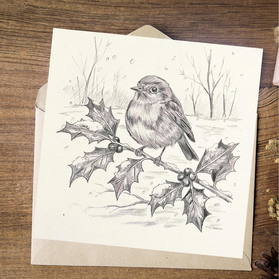 Robin Pencil Sketch Greeting Card | Wildlife Art - Etsy UK