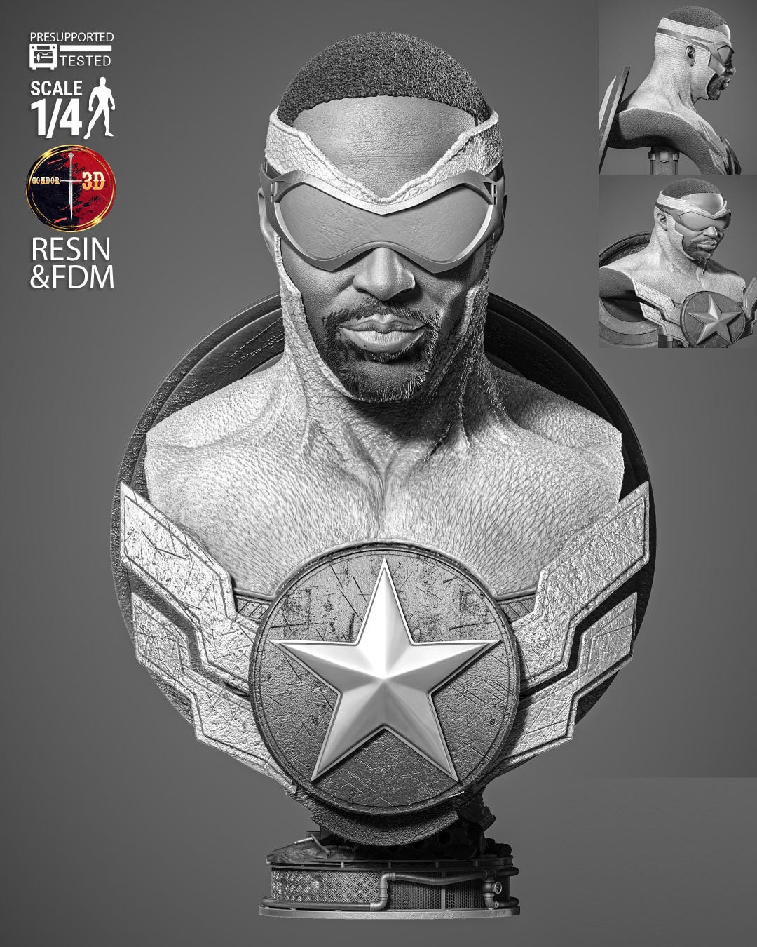 Marvel – Falcon Portrait Bust STL File for Resin Printing - Etsy