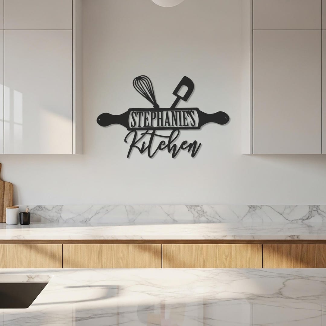 Personalized Kitchen Sign, Metal Wall Decor, Custom Name Plaque ...