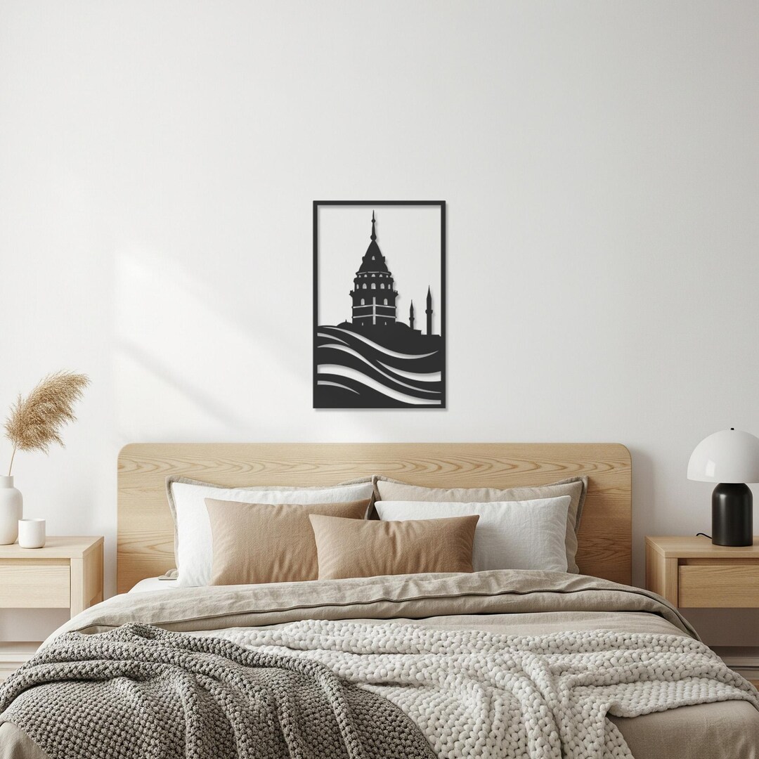 Galata Tower Wall Art, Istanbul City Silhouette, Metal Landmark Wall ...