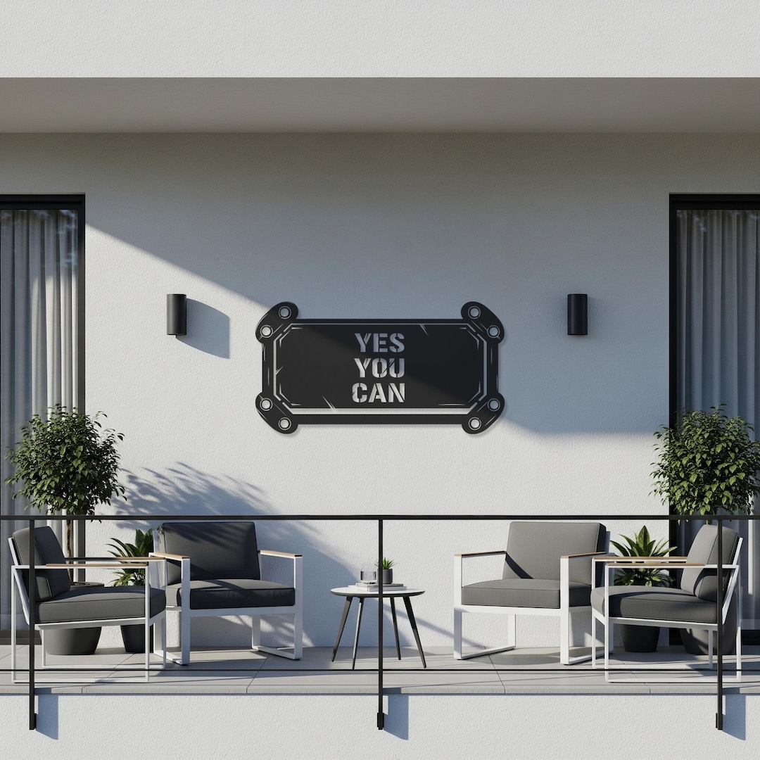 Yes You Can Sign, Metal Wall Quote, Industrial Fitness Decor ...