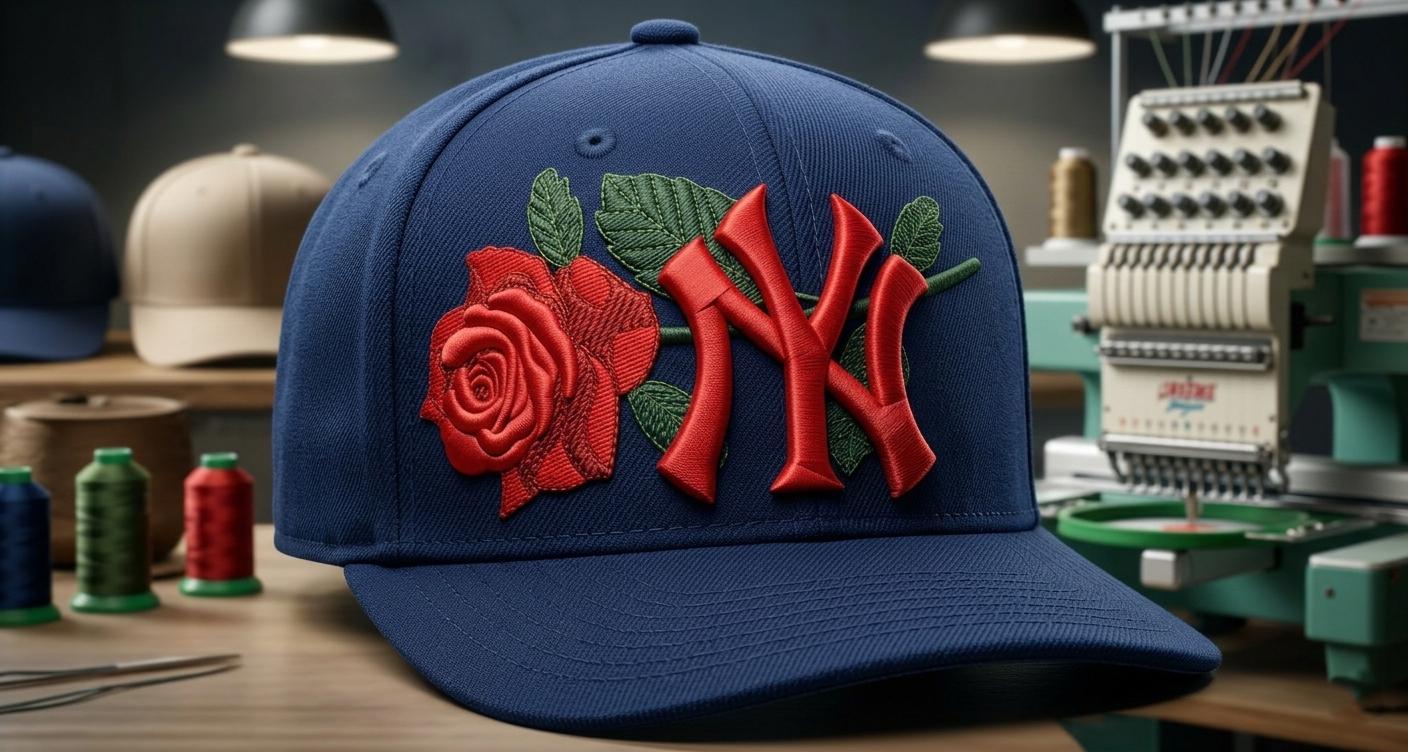 3D Puff NY Rose Embroidery Design, Raised Cap Logo File (digital ...