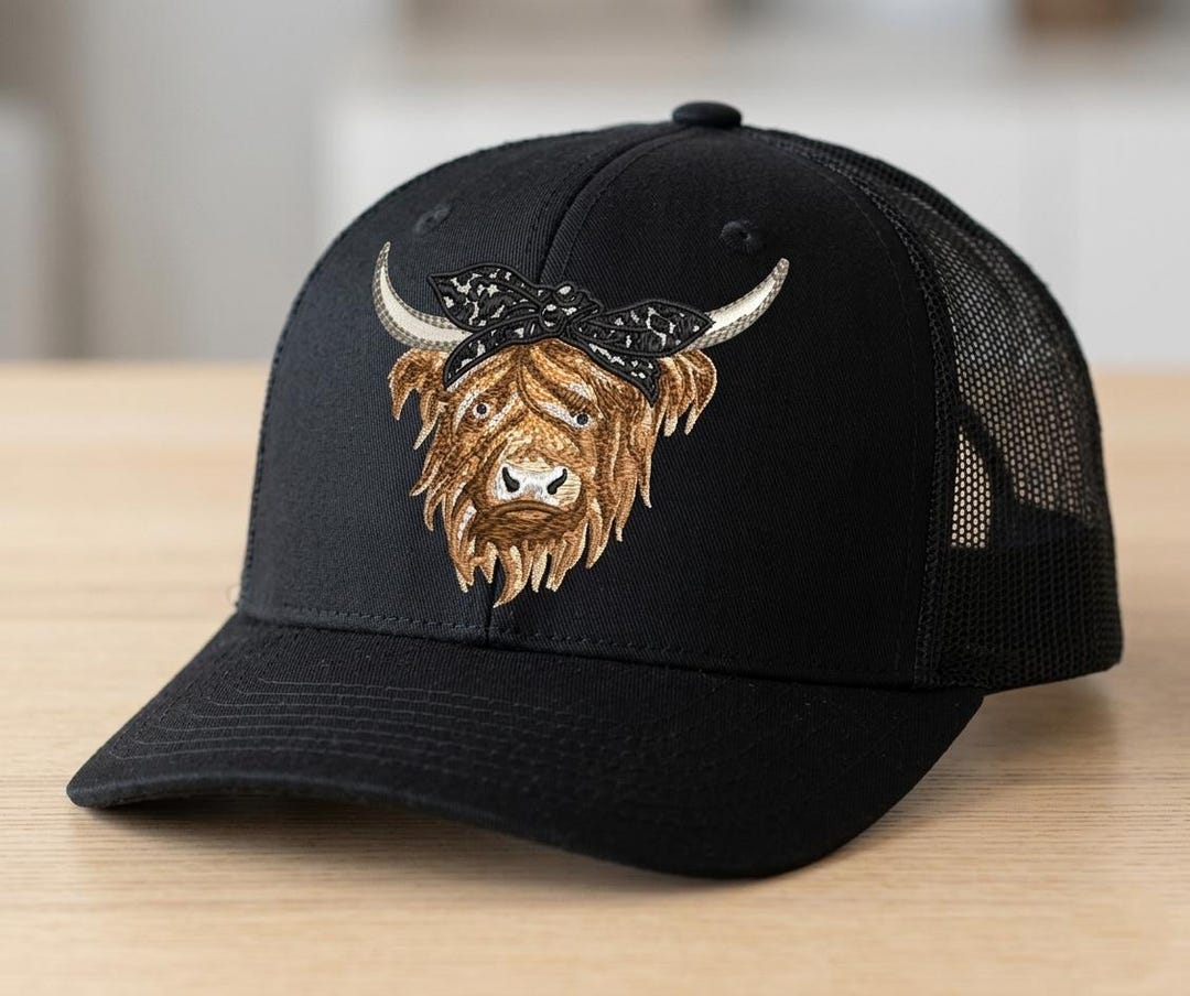 Highland Cow Embroidery Design, Western Bull Head With Bandana (digital ...