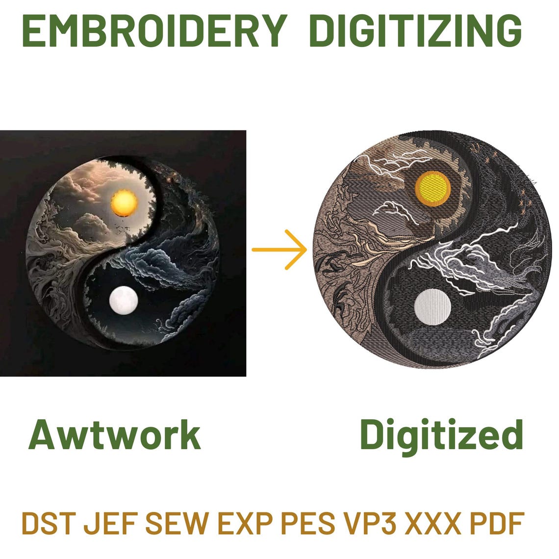 Custom Embroidery Digitizing Service, Logo to Stitch File (DST, PES) - Etsy