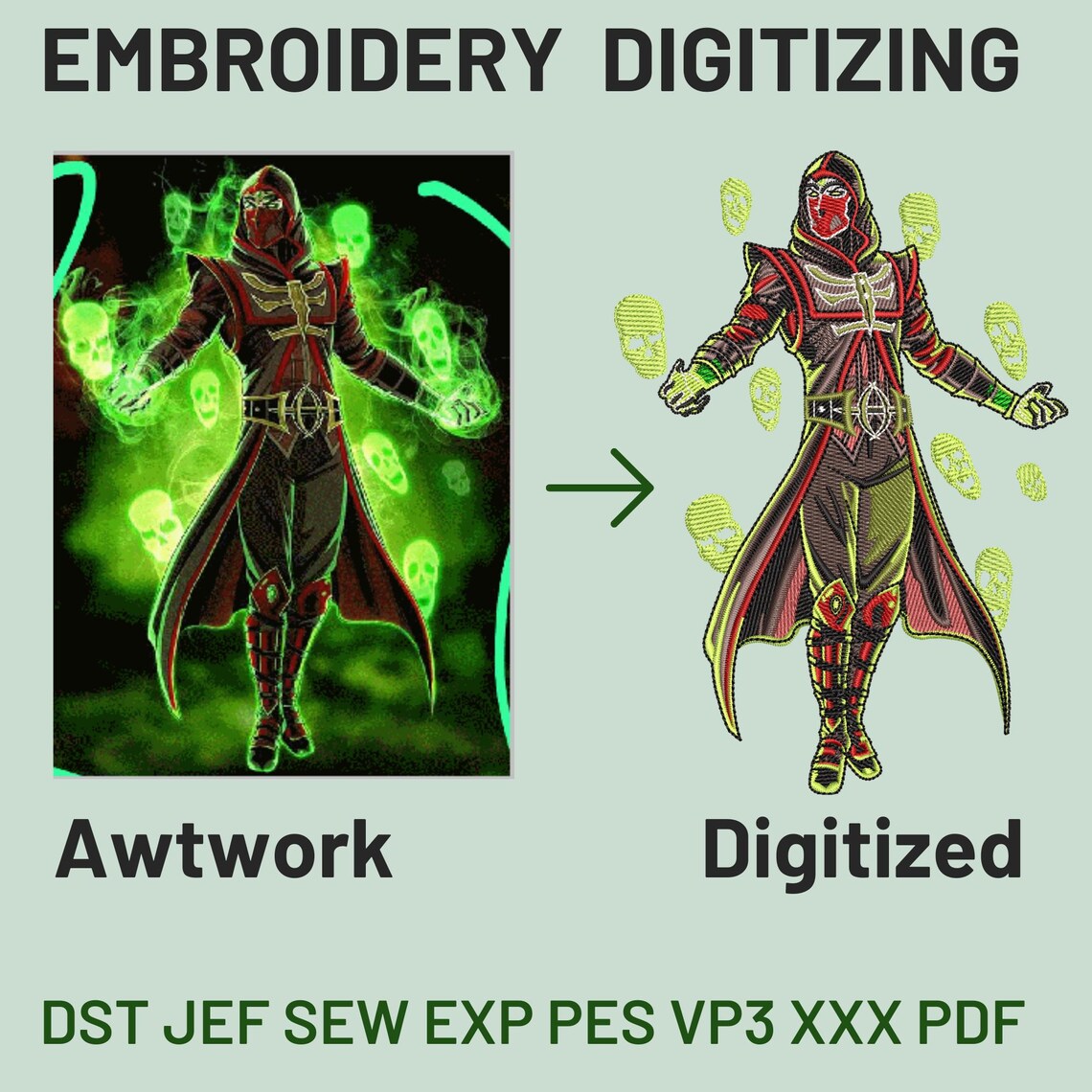 Custom Embroidery Digitizing Service, Logo to Stitch File (DST, PES) - Etsy