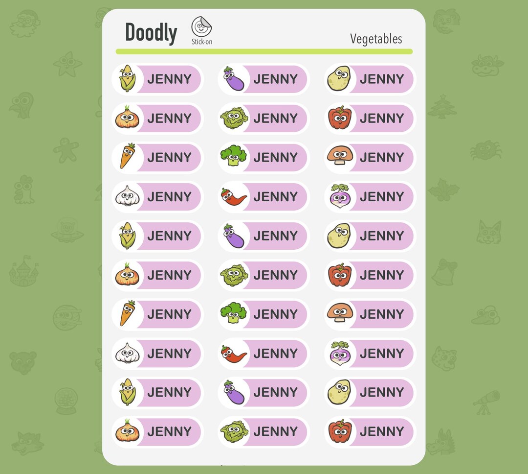 Daycare Labels - Vegetables Theme - Name Tags for Kids - 120 ...