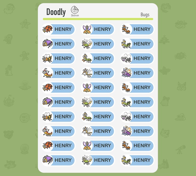 Daycare Labels - Bugs Theme - Name Tags for Kids - 120 Personalized ...