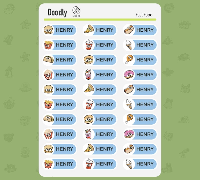 Daycare Labels - Fast Food Theme - Name Tags for Kids - 120 ...