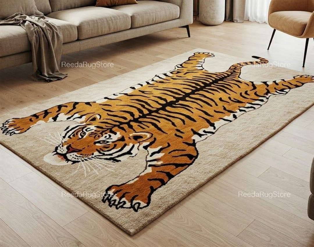 Hand Tufted Tiger Area Rug | Animal Print Rug | Luxury Wildlife ...