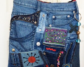 Upcycled denim bag | Etsy