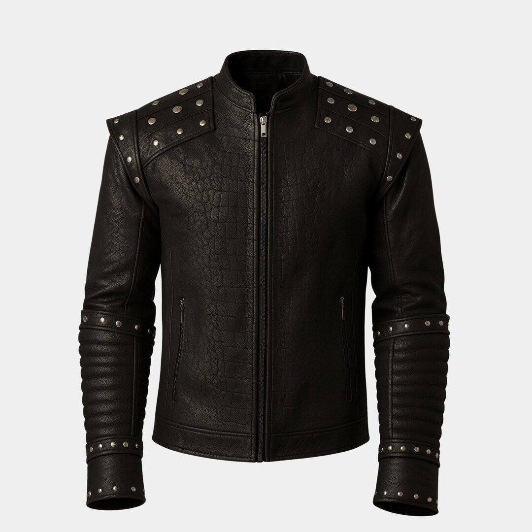 Witcher Season 4 Inspired Geralt Leather Jacket Cosplay, Black Studded ...