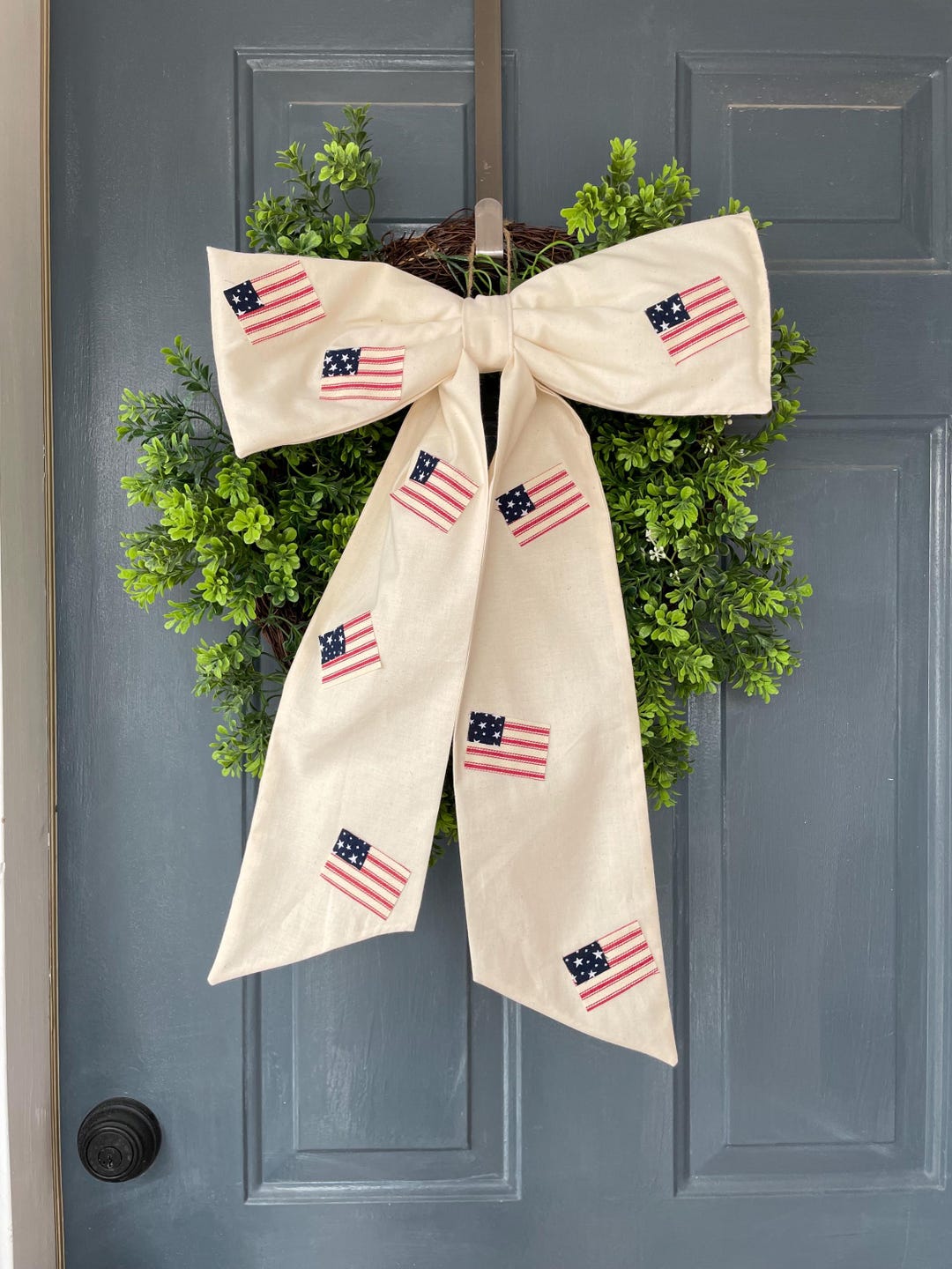 Patriotic Wreath Sash, Muslin Wreath Sash, 4th of July Accents, Mini ...