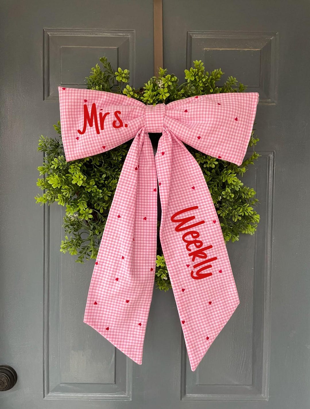 TEACHER Valentine Heart Door Sign Hanger Classroom Plaque Valentine's ...