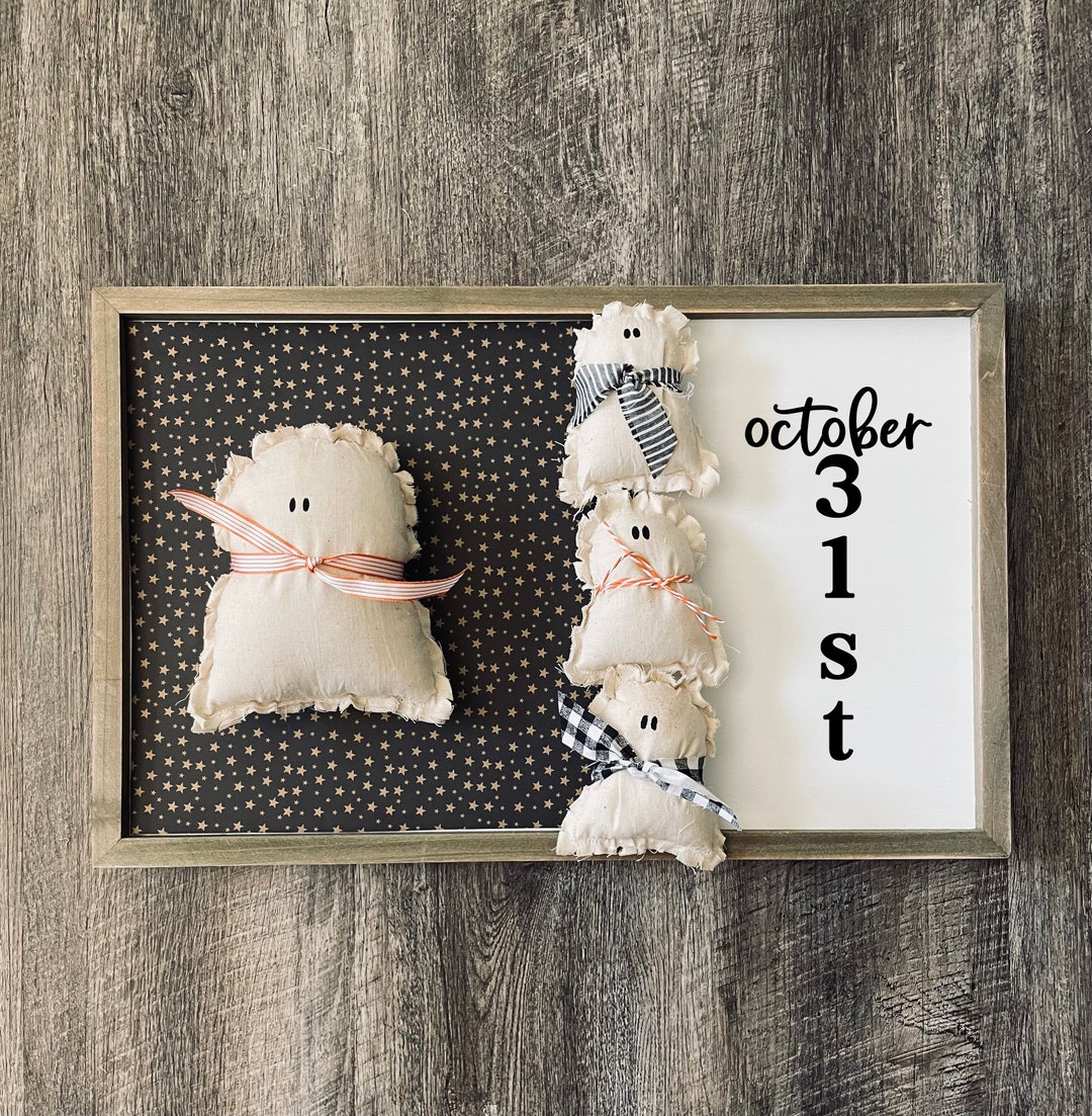 October 31st Sign, Modern Vintage Farmhouse Ghost, Vintage Ghost Decor ...