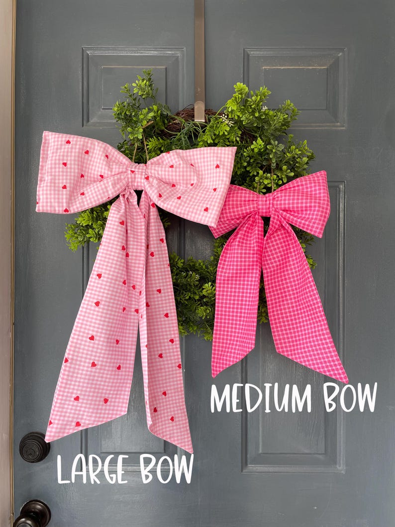 Pink and Red Bow, Mailbox Bow, Garland Bow, Heart Bows, Pastel ...