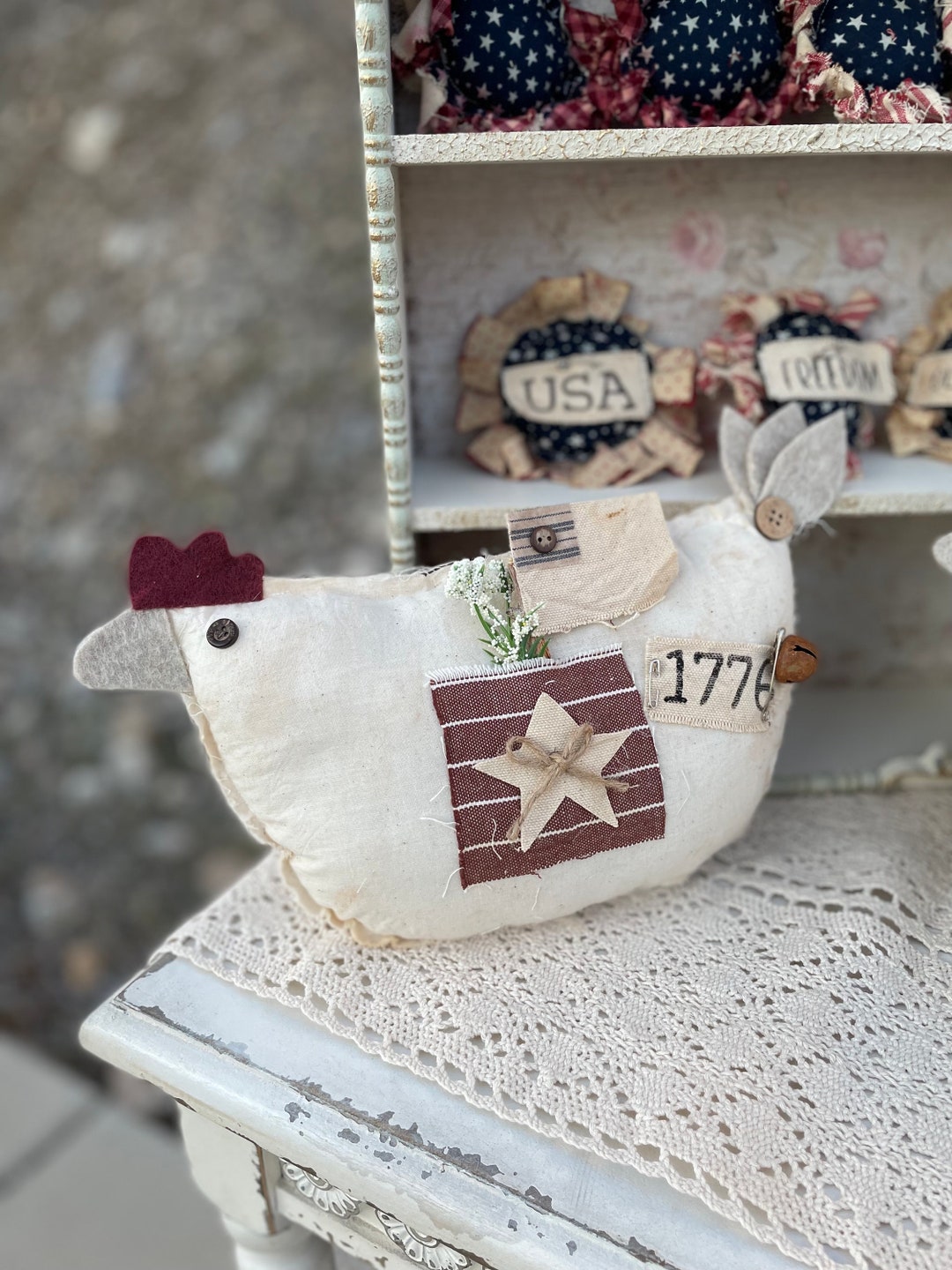 Primitive Americana Chicken, Primitive Patriotic Americana USA Chicken ...