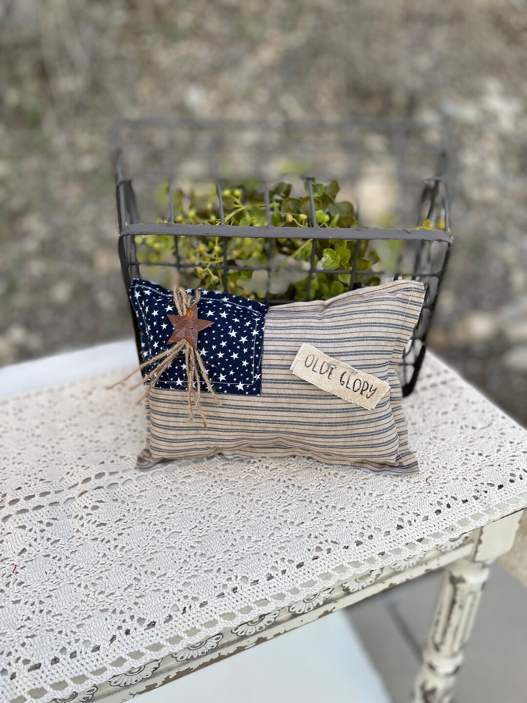 Primitive Patriotic Decor, Small Flag Pillows, Patriotic Decor, Mini ...