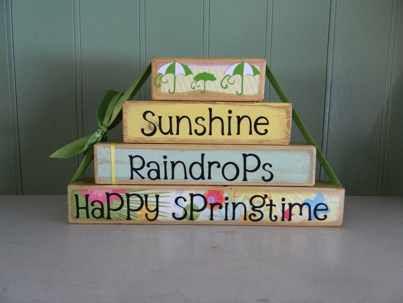 Easter and Spring Decoration wooden block stacker sunshine | Etsy