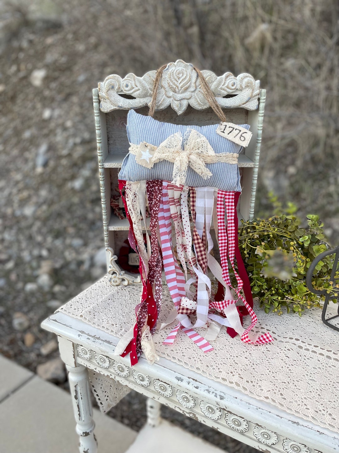 Ribbon U.S.A. Flag Rustic Americana, Primitive Americana Flag, American ...