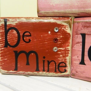 Valentine Wooden Blocks Conversation Blocks White Pink and Red | Etsy