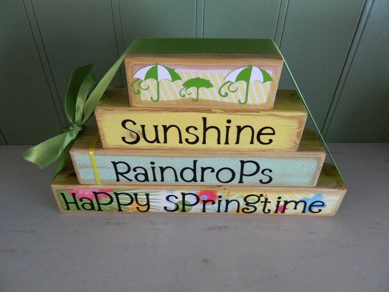 Easter and Spring Decoration wooden block stacker sunshine | Etsy