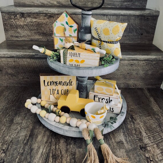 Farmhouse Lemon Tiered Tray Decor Bundle Farmhouse Decorative | Etsy
