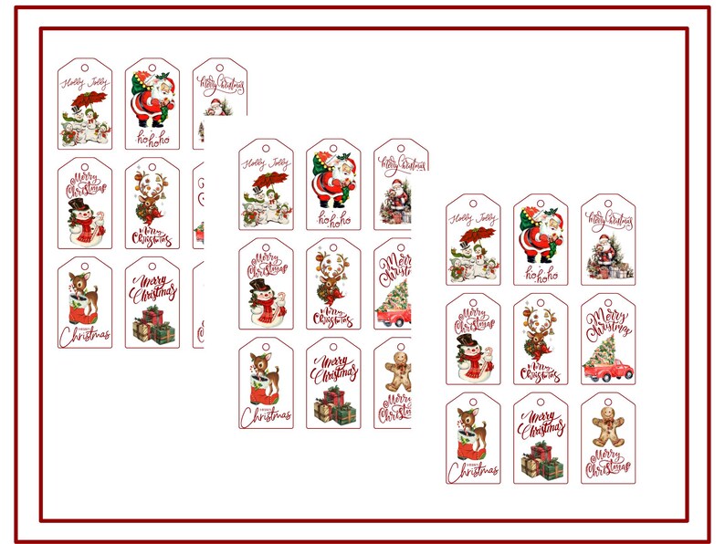 Vintage Christmas Gift Tags – Printable Holiday Tags, Retro Xmas Labels ...