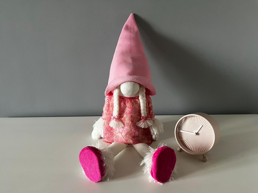 Pink Scandinavian Gnome Girl • Shelf Sitter Gnome • Nordic Nursery ...