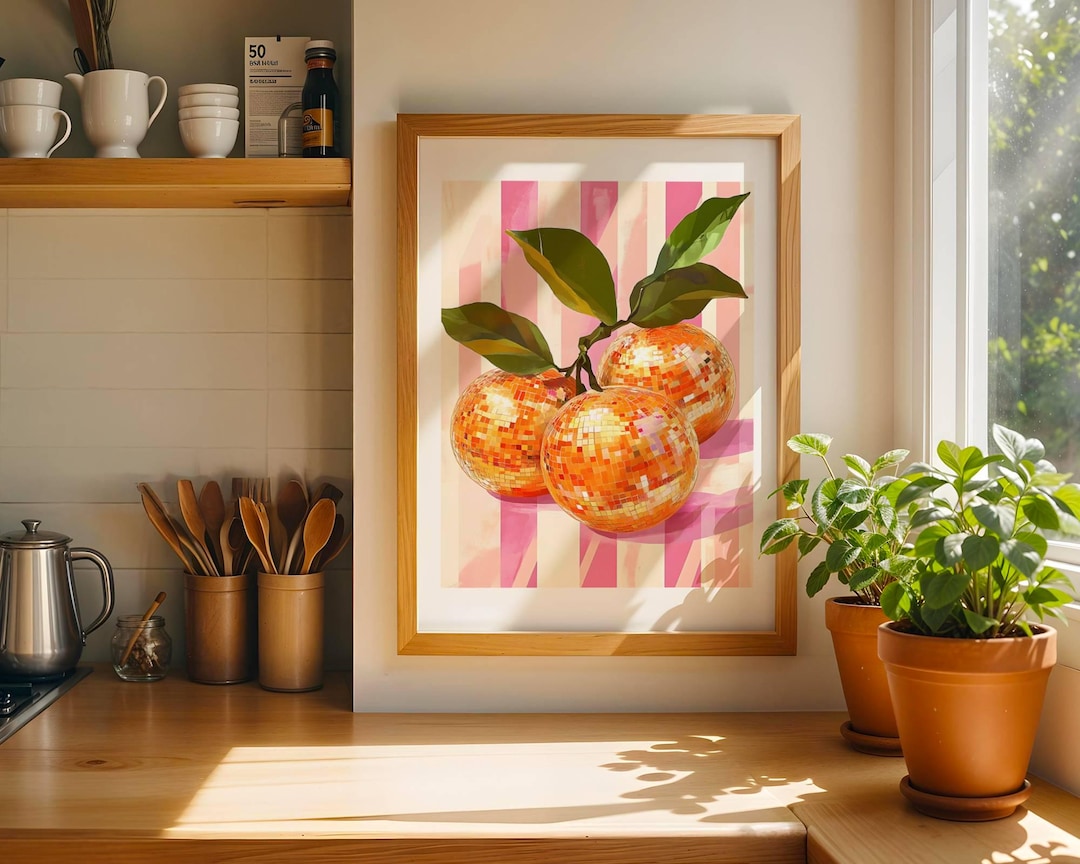 Disco Oranges Art Print – Retro Citrus Wall Decor - Etsy