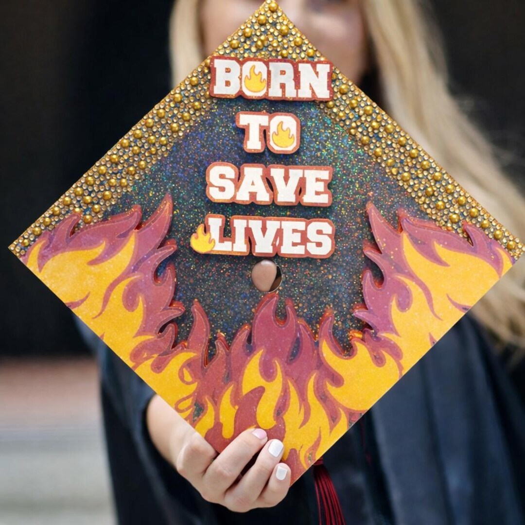 3D Fire Fighter Theme Graduation Cap Topper High-school College ...