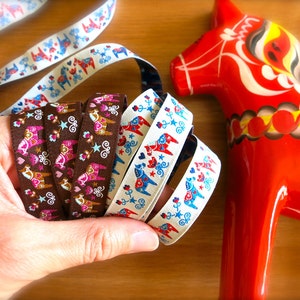 Cute Dala Horse Embroidered Ribbon-1 Foot-chocolate Brown, Pink, Blue ...