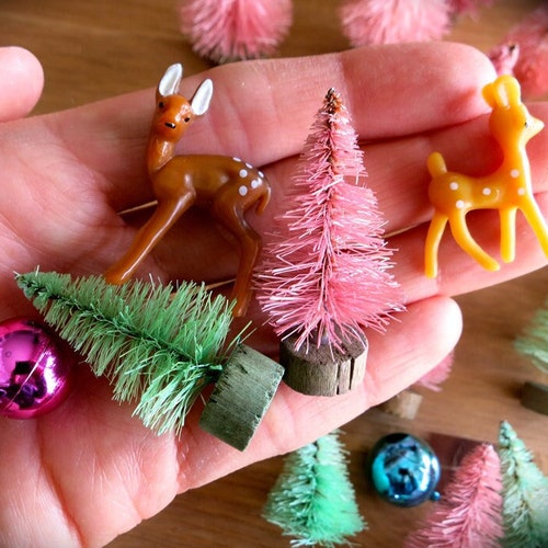 Mini Plastic Deer-lot of 3 Small Forest Deer W/ Antlers-tiny - Etsy